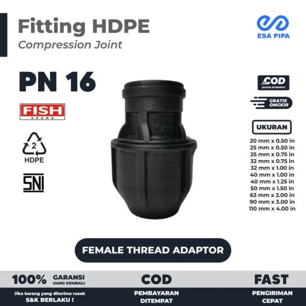 Jual Female Thread Adaptor HDPE (Sock Drat Dalam) - ESA PIPA
