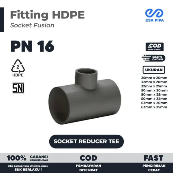 Jual Socket Reducer Tee HDPE (Tee Verloop) - ESA PIPA