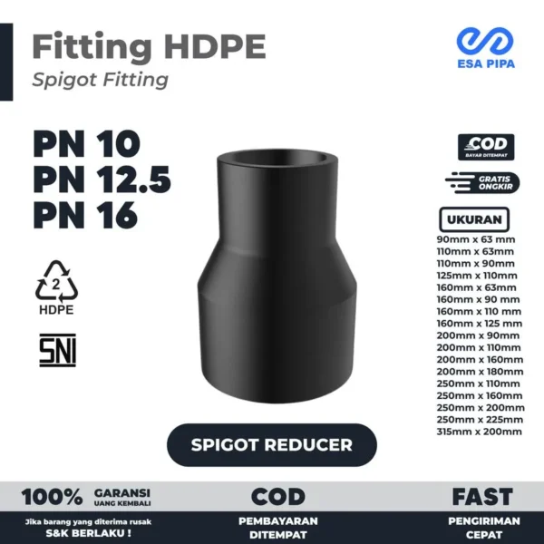 Jual Spigot Reducer HDPE (Verloop) - ESA PIPA